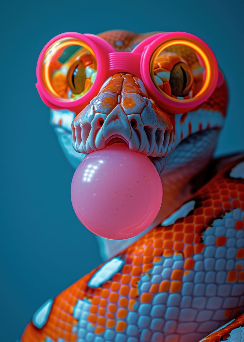 'Python Bubblegum' Poster, picture, metal print, paint by Vitaliy Klimenko | Displate