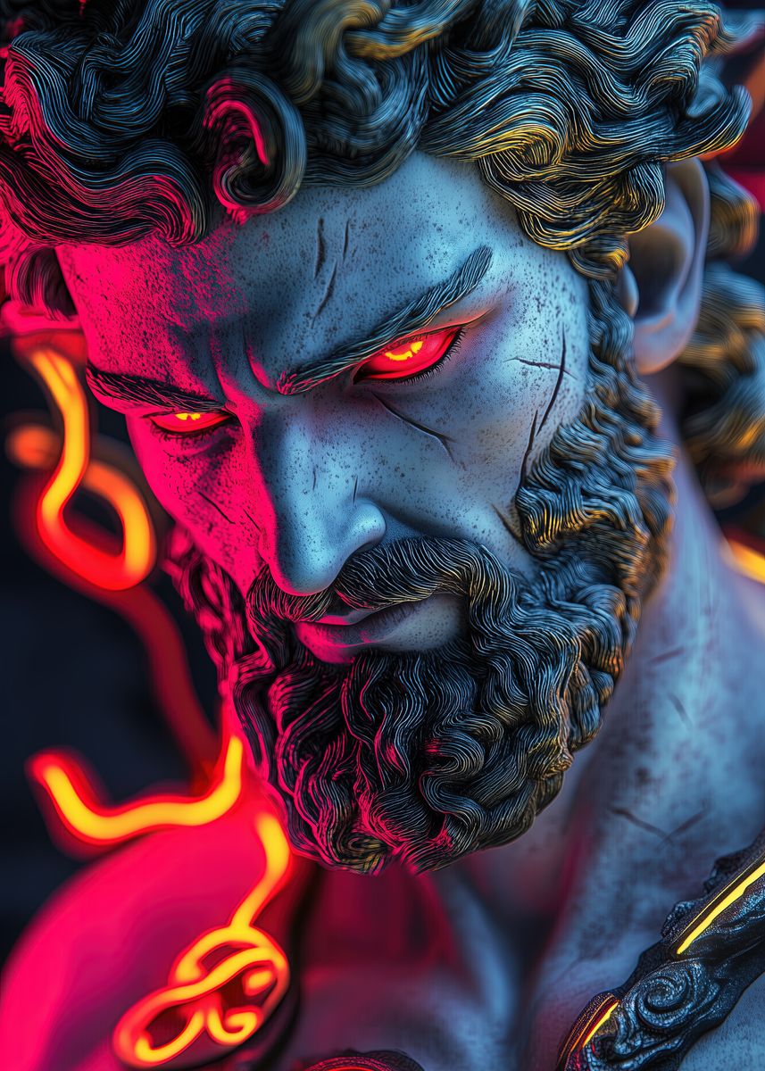 'Hades Neon Statue' Poster, picture, metal print, paint by ...