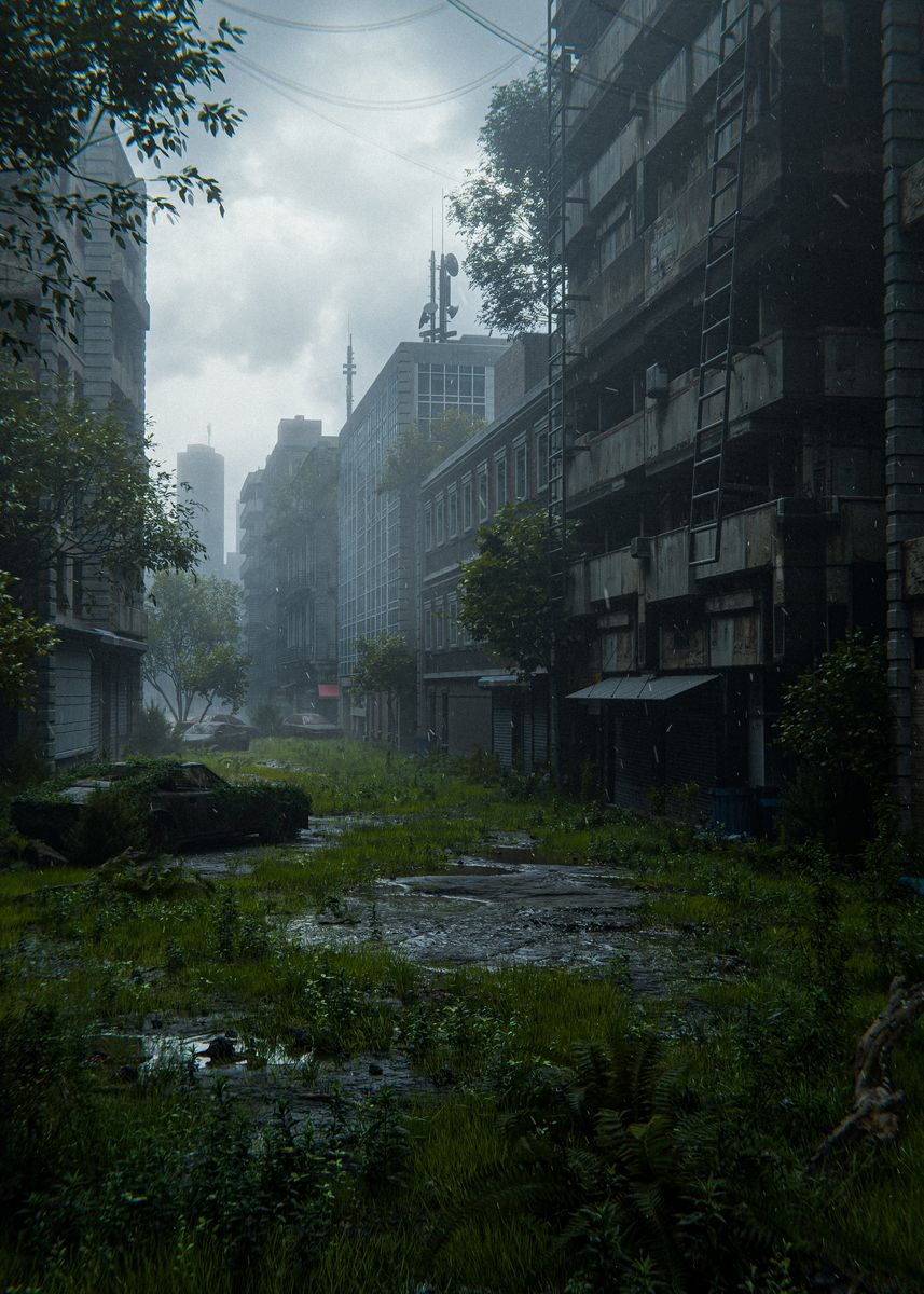 'Overgrown Cityscape' Poster, picture, metal print, paint by Rithick03d ...