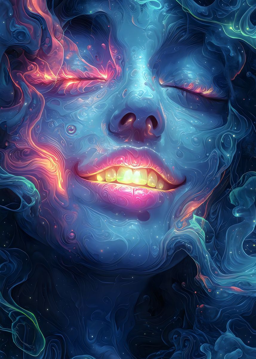 'Cosmic Glow Portrait' Poster, picture, metal print, paint by ...