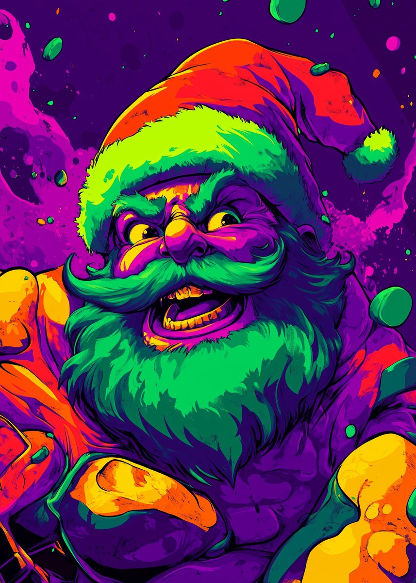 'Angry Santa Claus' Poster, picture, metal print, paint by ...