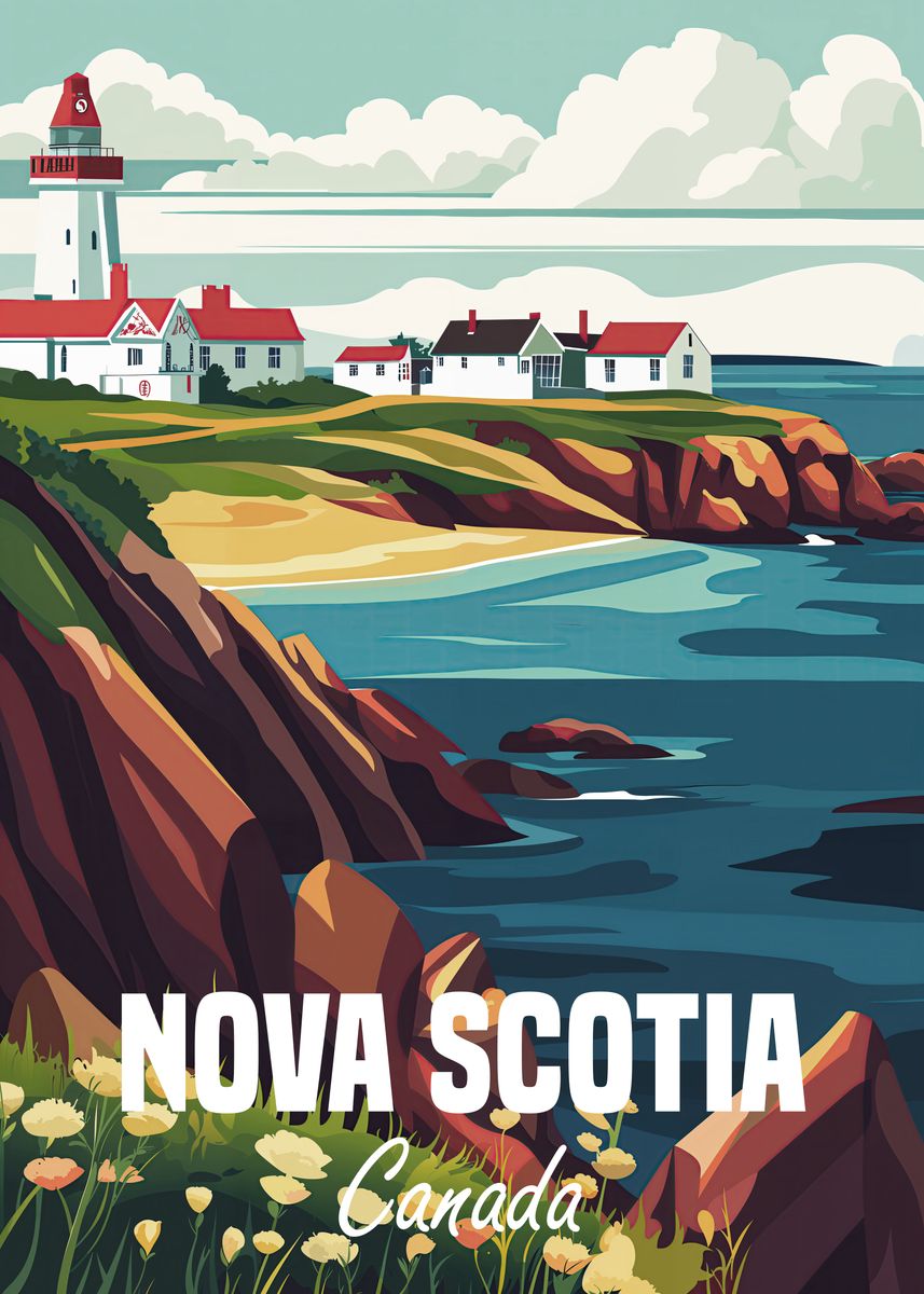 'Nova Scotia Coastline Poster' Poster, picture, metal print, paint by ...