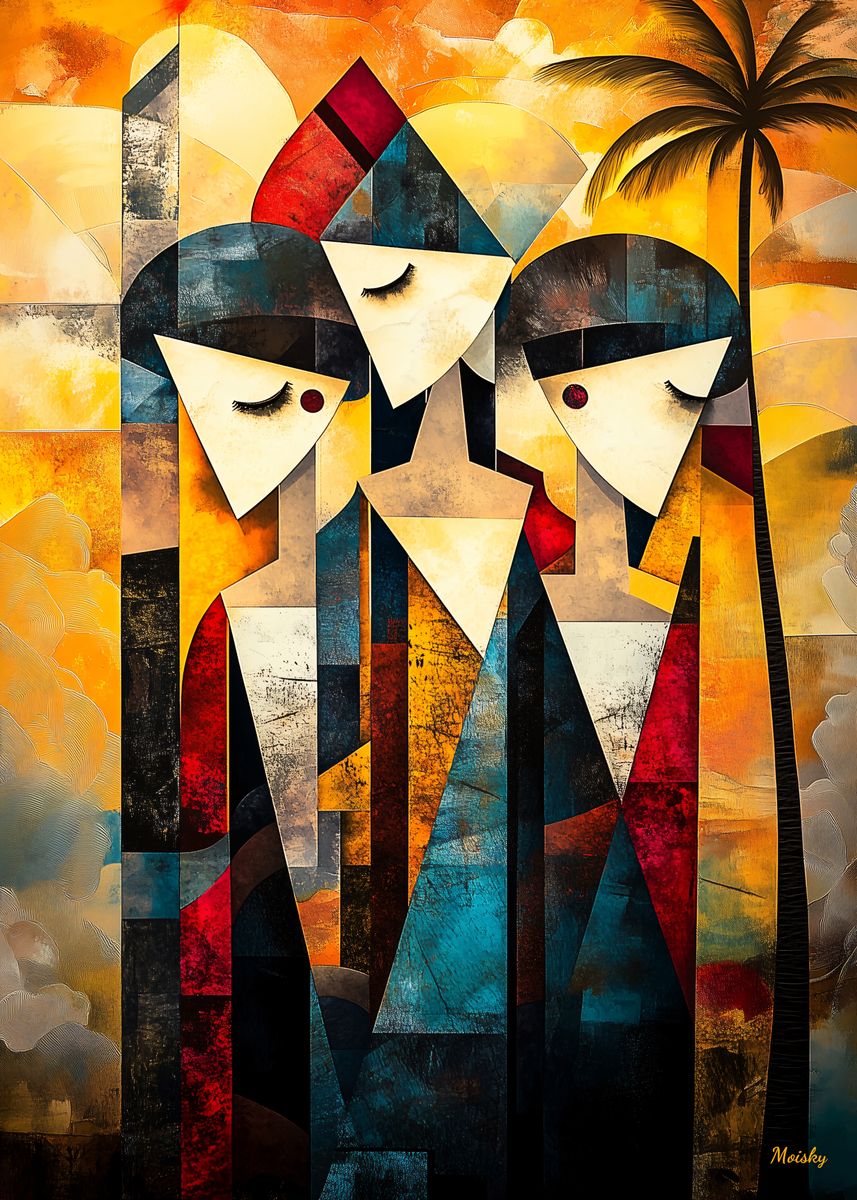 'Modern Cubist Vision of The Three Graces' Poster, picture, metal print ...