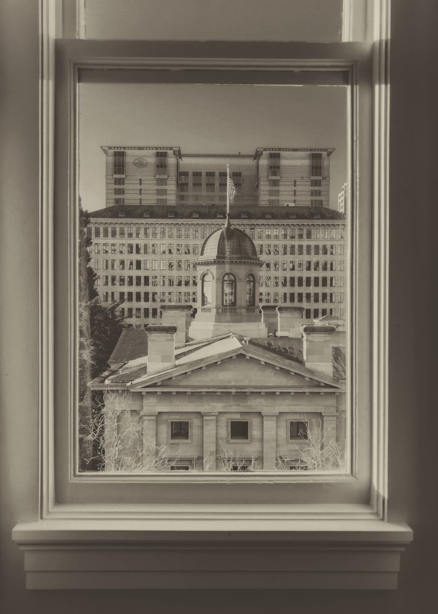 'Cityscape Through Window' Poster, picture, metal print, paint by ...