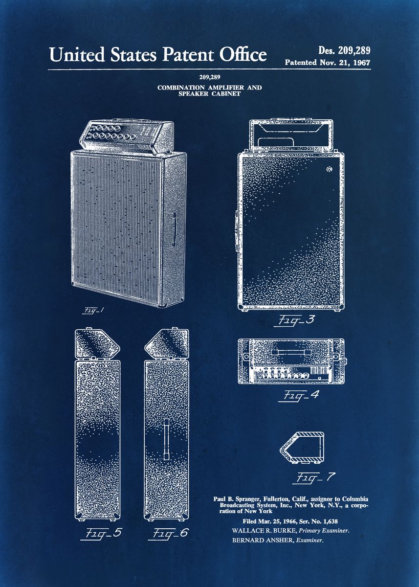'Vintage Amplifier Patent' Poster, picture, metal print, paint by Cris ...