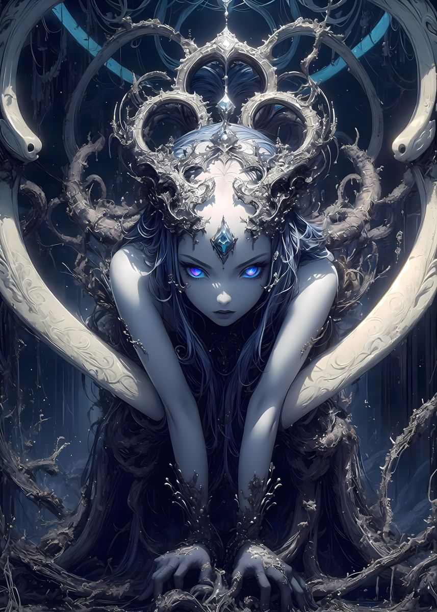 'Blue-Eyed Queen' Poster, picture, metal print, paint by ...