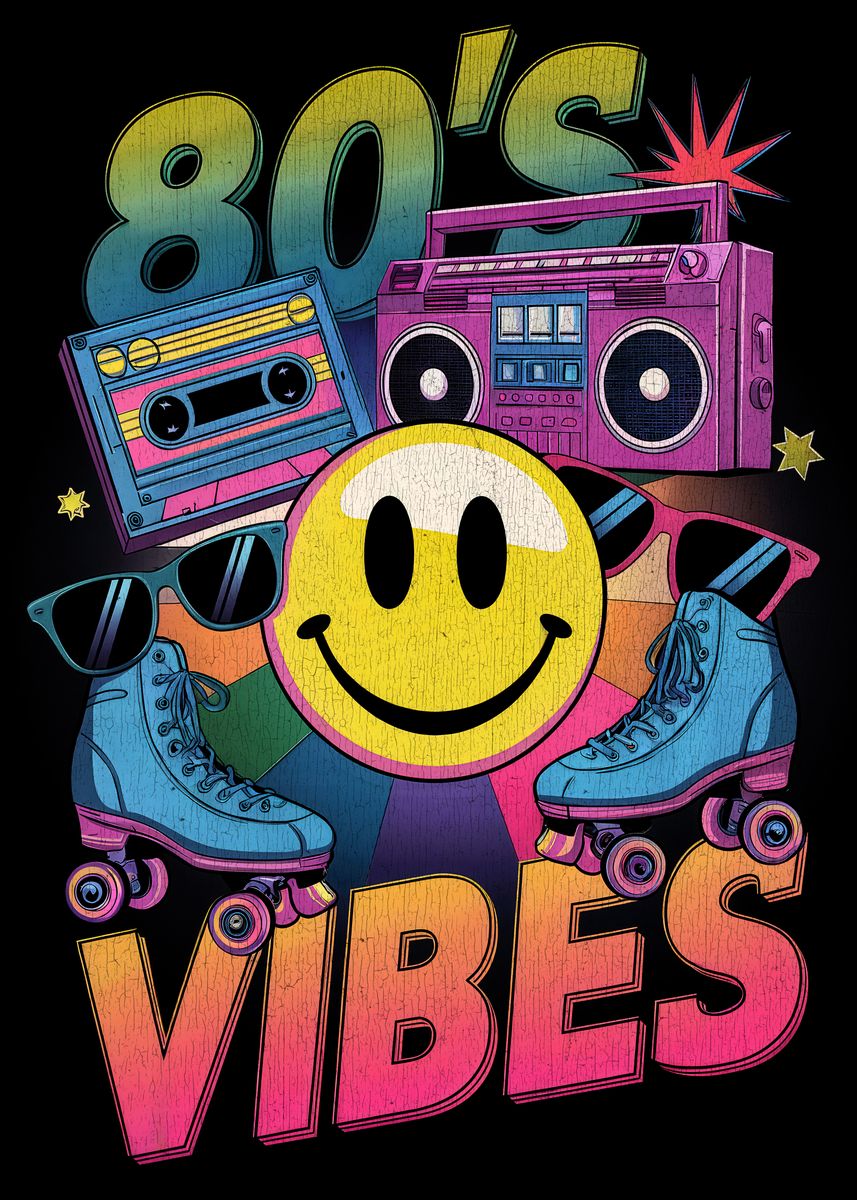 '80's Vibes' Poster, picture, metal print, paint by Steel Canvas ...