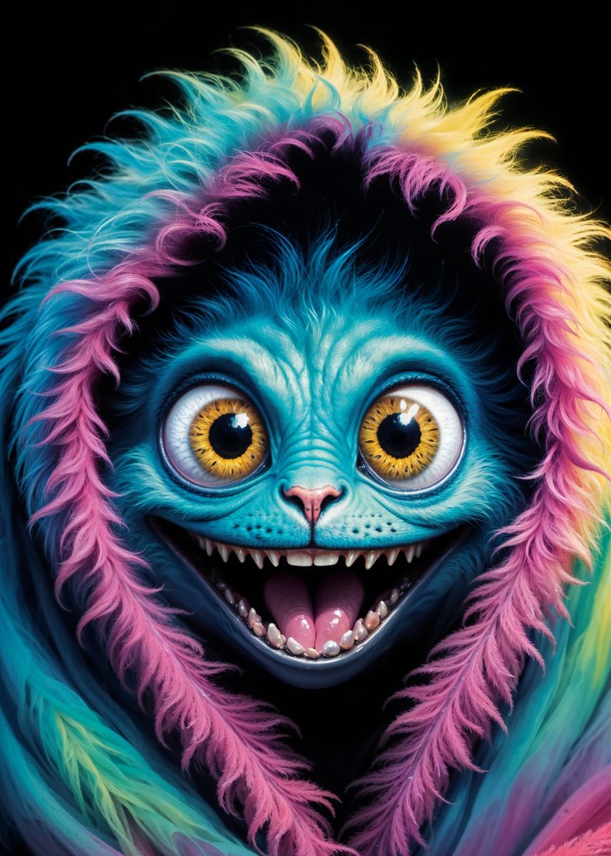'Smiling Furry Creature' Poster, picture, metal print, paint by Jett69 ...