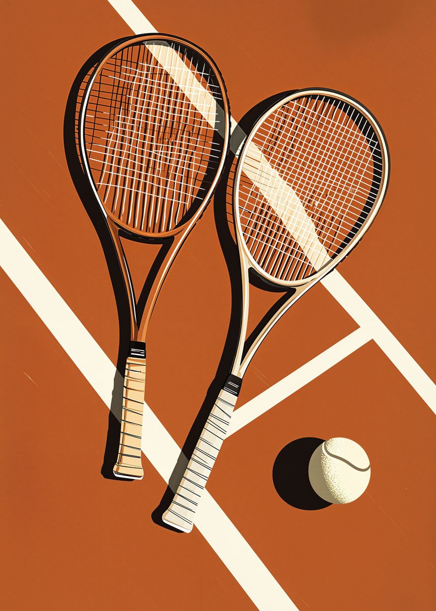 'Tennis Racquets and Ball' Poster, picture, metal print, paint by ...