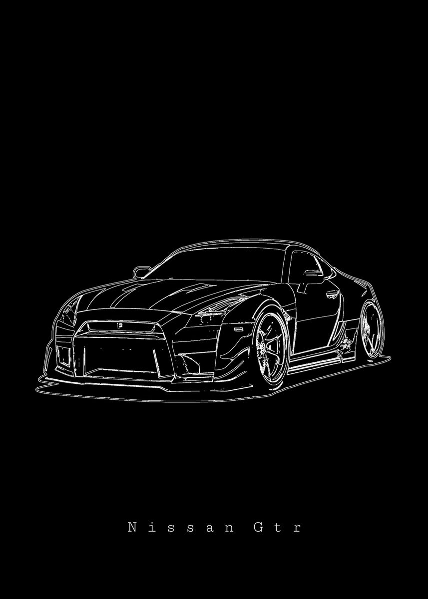 'Nissan GTR Line Art' Poster, picture, metal print, paint by ipart id ...