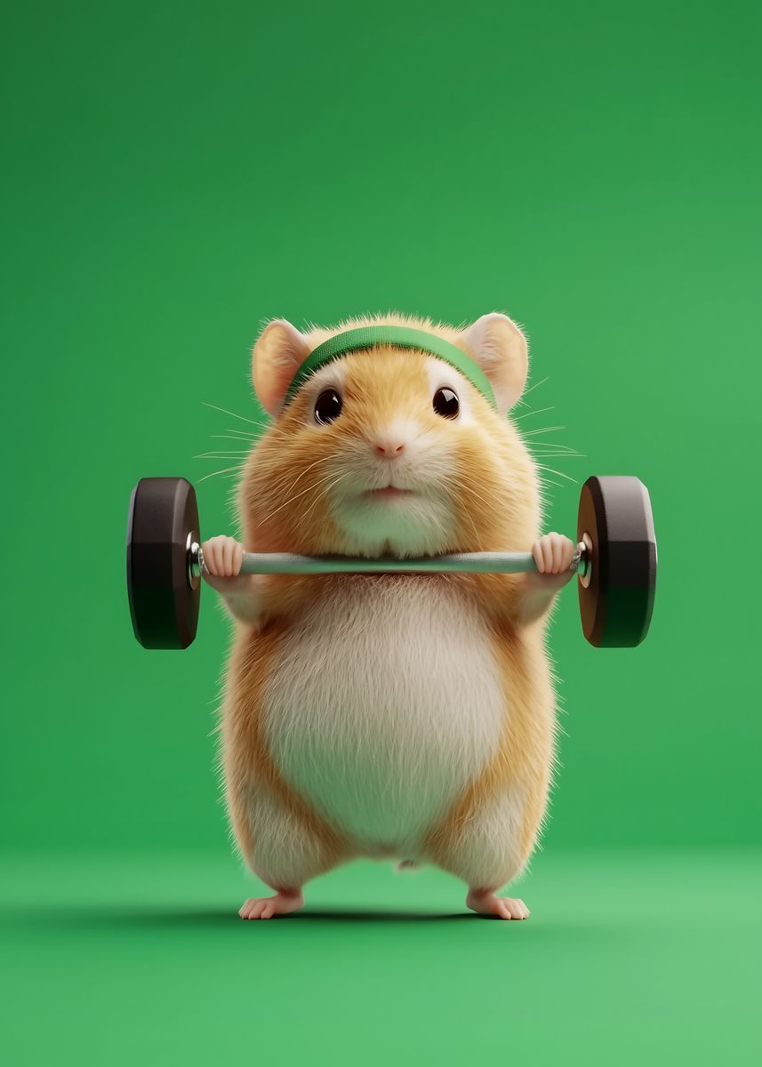 'Hamster Lifting Weights' Poster, picture, metal print, paint by Vendzi ...
