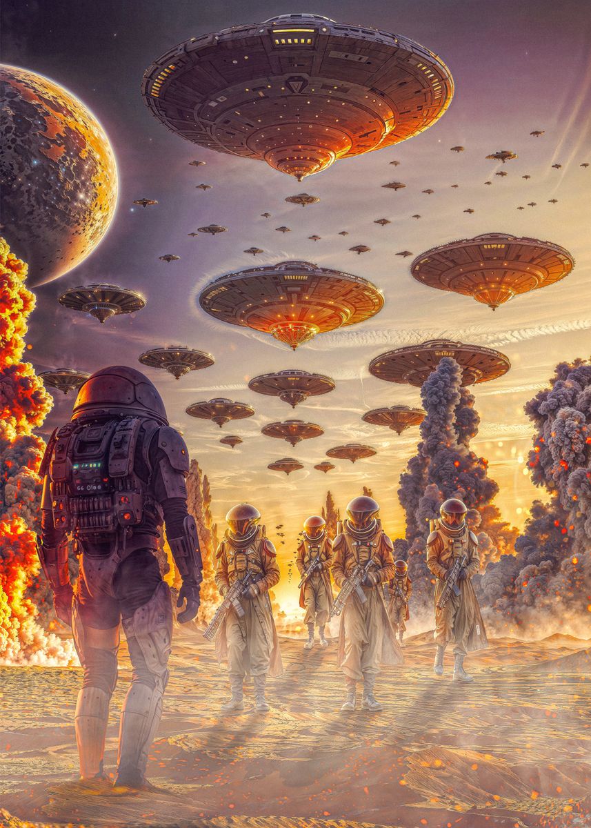 'Alien Invasion' Poster, picture, metal print, paint by JEDART | Displate