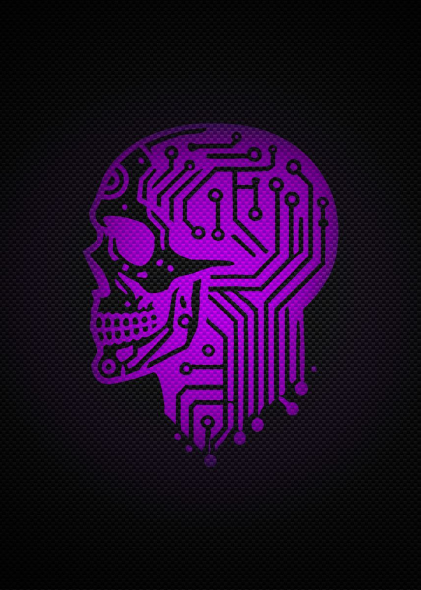 'Circuit Skull' Poster, picture, metal print, paint by Jeronyx | Displate
