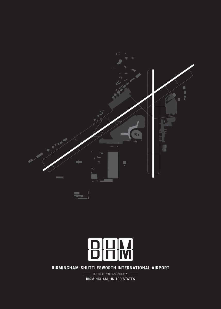 'Birmingham Airport Map' Poster, picture, metal print, paint by ...