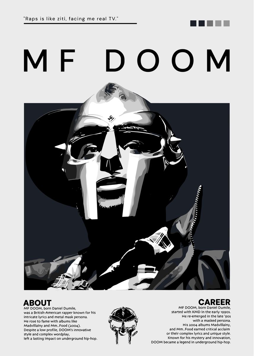 'MF DOOM ' Poster, picture, metal print, paint by Snoor | Displate