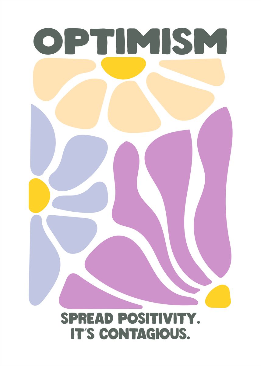 'Optimism – Spread Positivity Modern Abstract Floral Wall Art' Poster ...