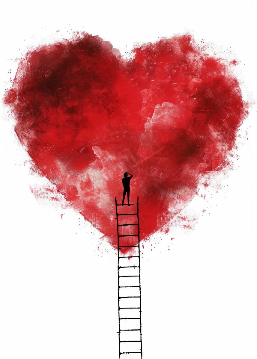 'Heart & Ladder' Poster, picture, metal print, paint by Jerhus | Displate