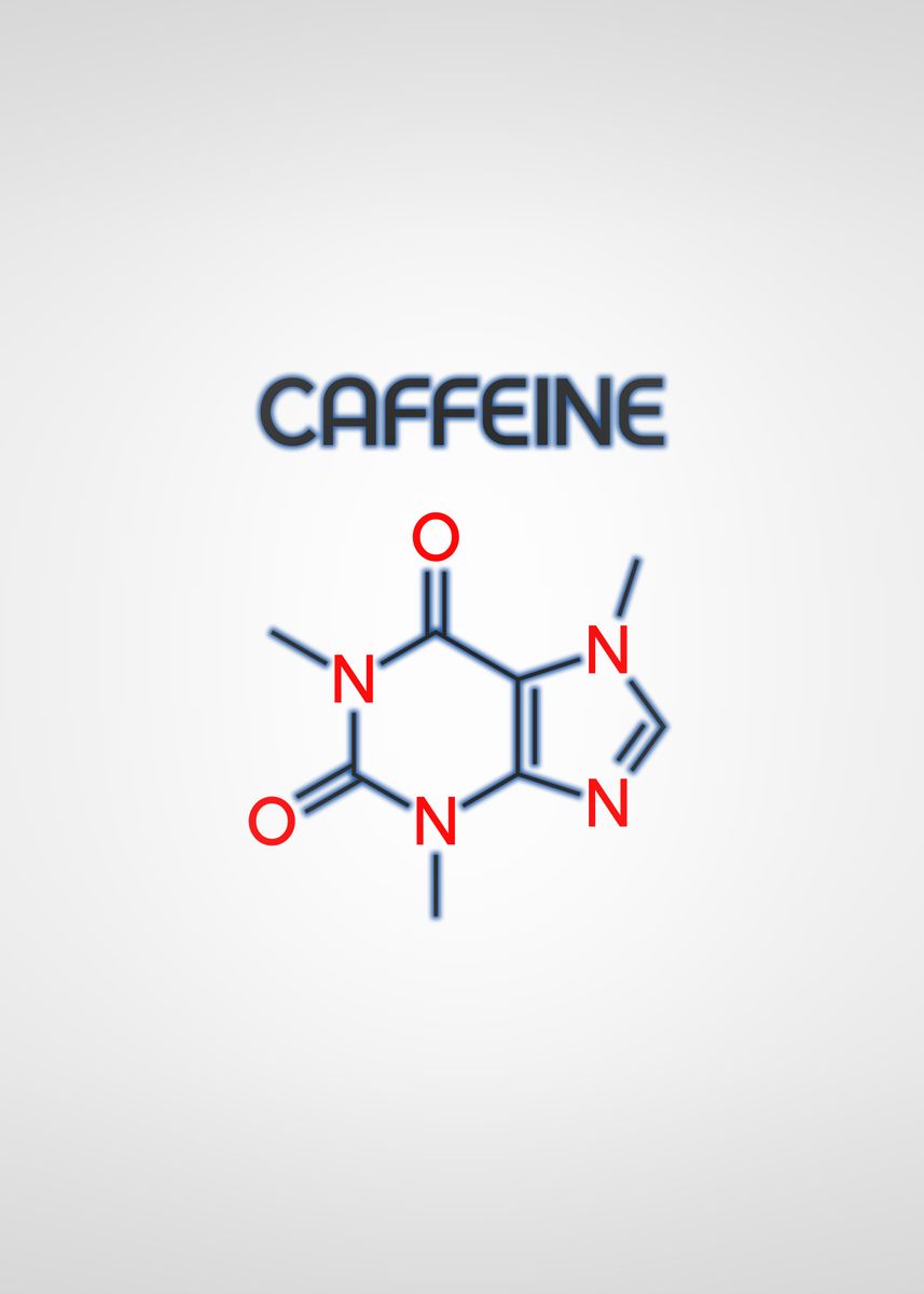'Caffeine Molecular Structure White' Poster, picture, metal print ...