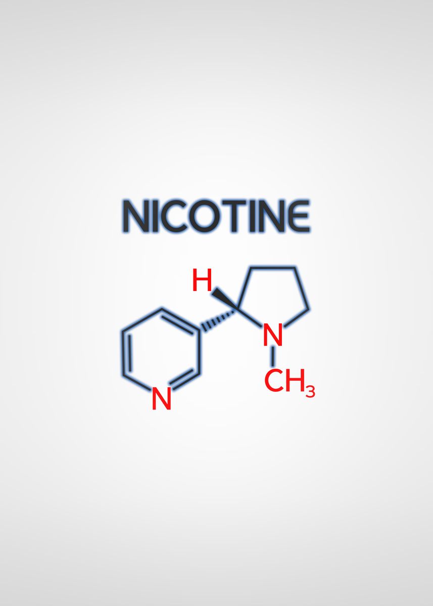 'Nicotine Molecular Structure White' Poster, picture, metal print ...
