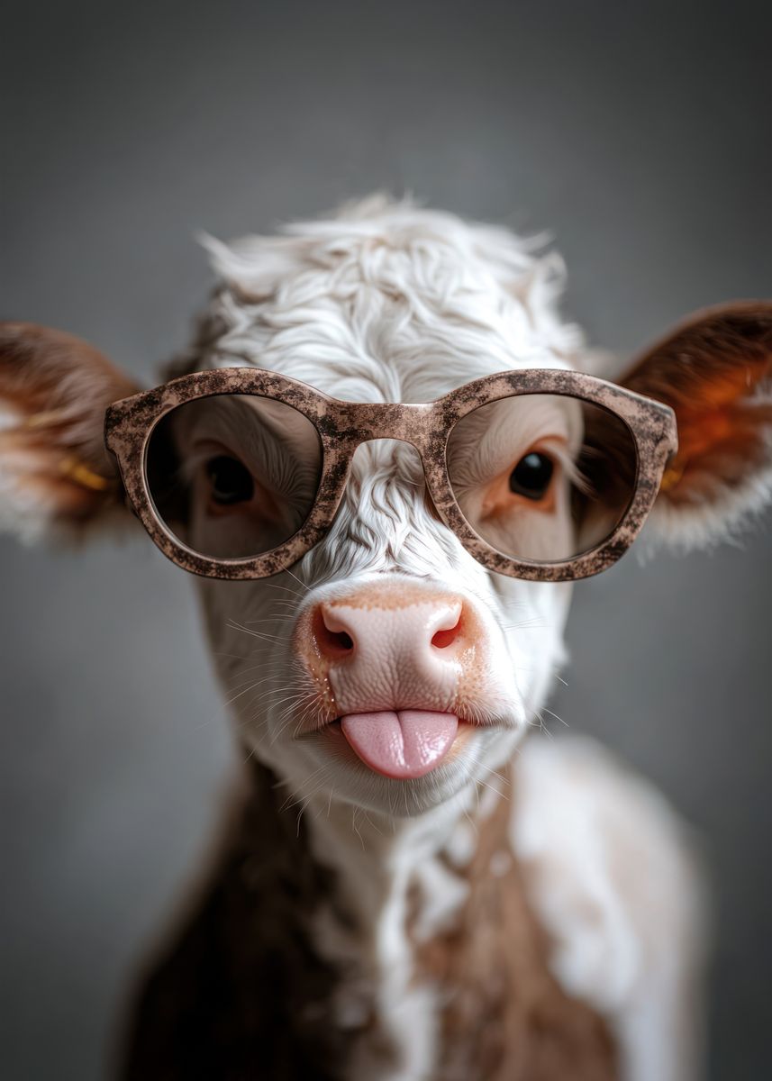 'Cow in Sunglasses' Poster, picture, metal print, paint by jodotodesign ...