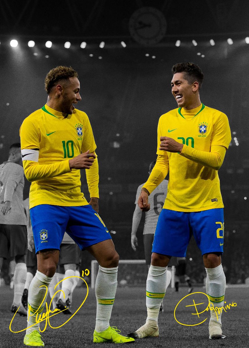 'Neymar Jr And Roberto Firmino' Poster, picture, metal print, paint by ...