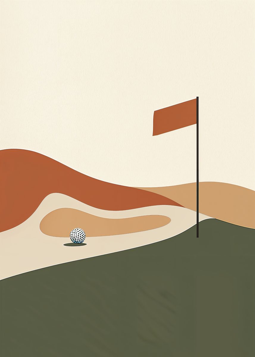 'Golf Course Minimalist Art' Poster, picture, metal print, paint by ...
