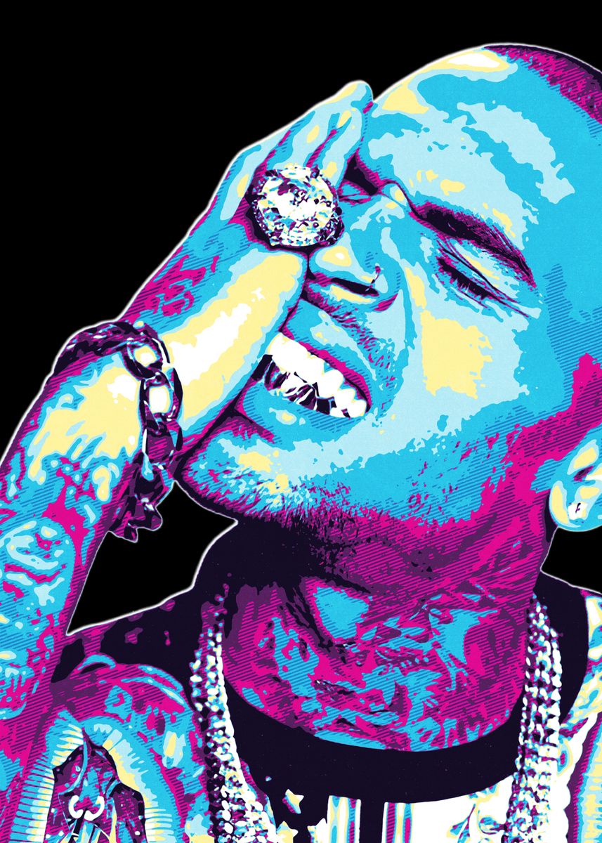 'Chris Brown Pop Art Portrait' Poster, picture, metal print, paint by ...