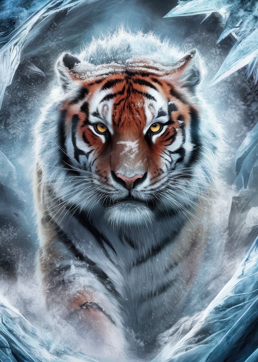 'Ice Age Tiger' Poster, picture, metal print, paint by InsaneCreations ...