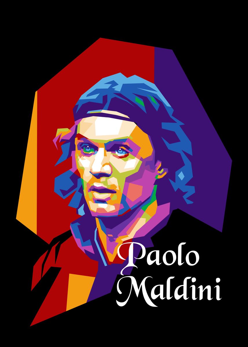'Paolo Maldini Pop Art Portrait' Poster, picture, metal print, paint by ...