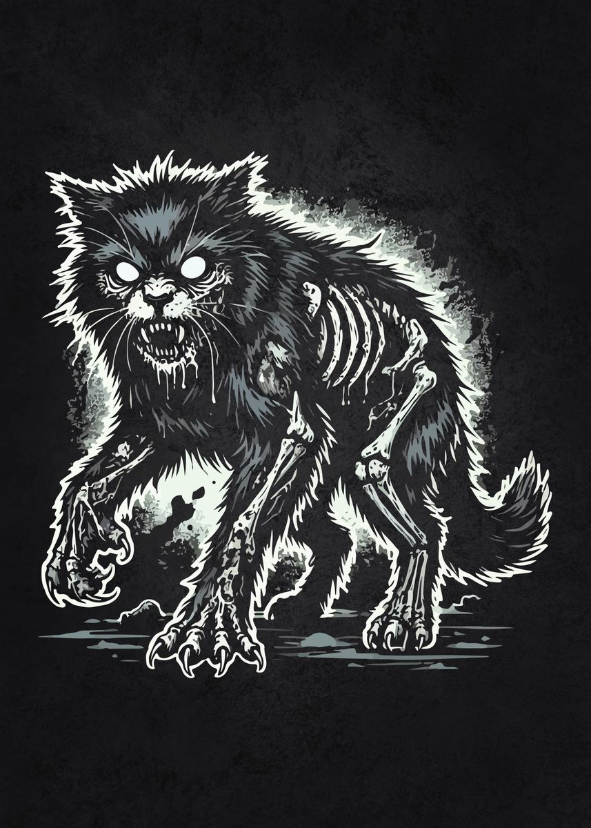 'Zombie Cat Halloween Cartoon' Poster, picture, metal print, paint by ...