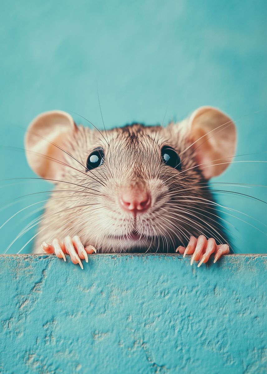 'Cute Rat Peeking Over Edge' Poster, picture, metal print, paint by ...