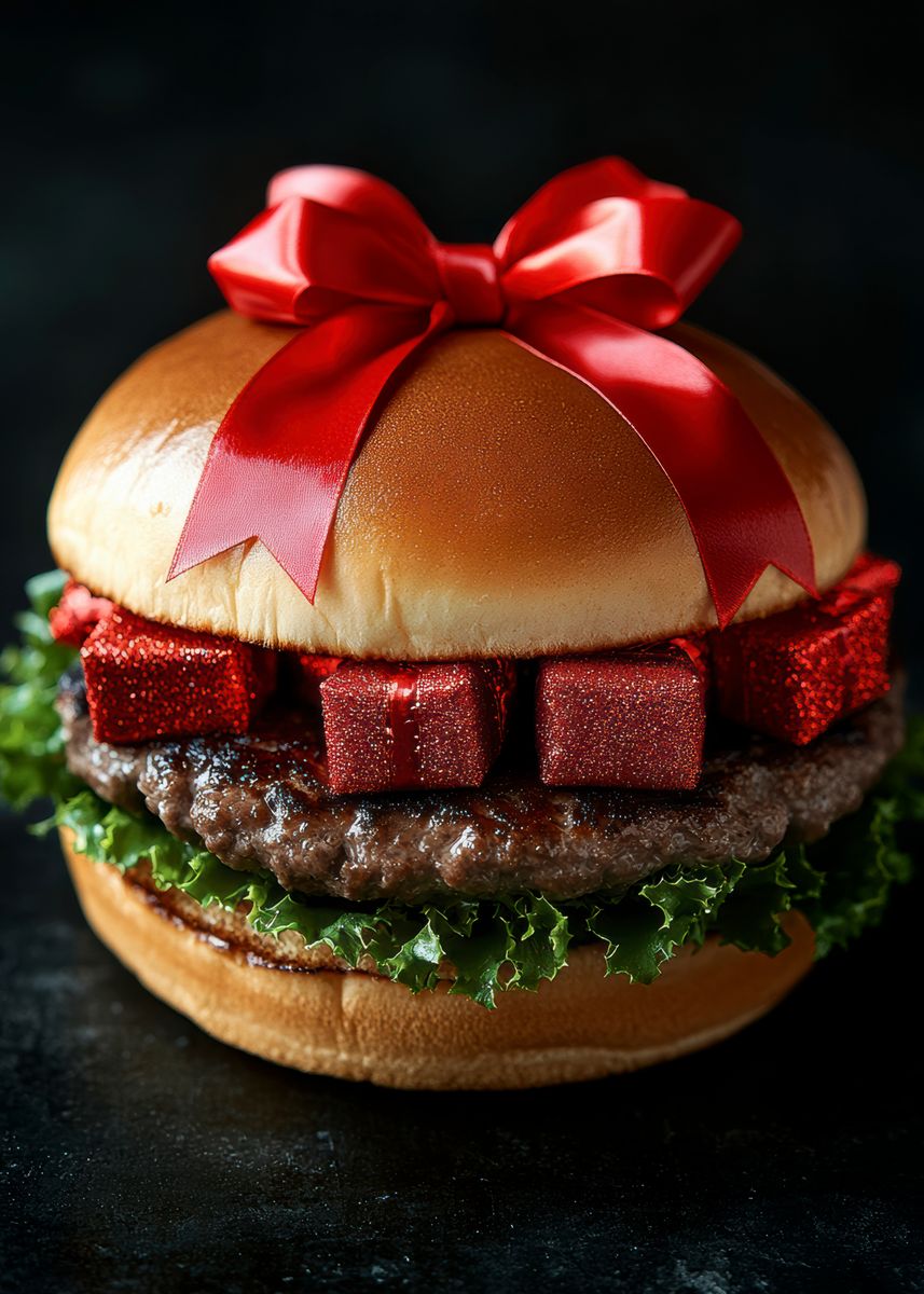 'Gift Burger' Poster, picture, metal print, paint by le Petra | Displate