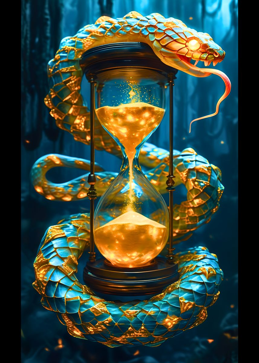 'Snake Hourglass' Poster, picture, metal print, paint by Artcana | Displate