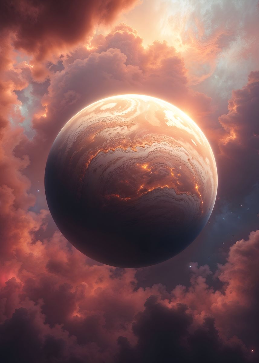 'Glowing Planet in Space' Poster, picture, metal print, paint by VR ...