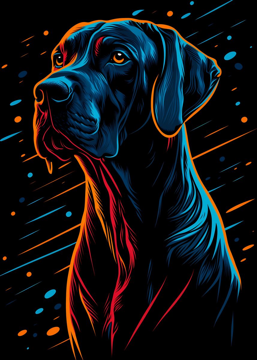 'Neon Dog Portrait' Poster, picture, metal print, paint by K3xiao ...