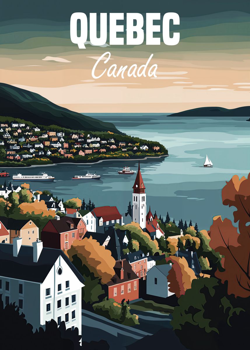 'Quebec City Landscape Poster' Poster, picture, metal print, paint by ...