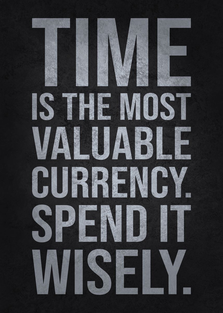 'Time Is Currency, Spend Wisely, Success Motivation' Poster, picture ...