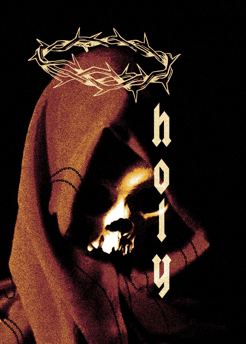 'Holy Skull Brutalist Y2K' Poster, picture, metal print, paint by ...