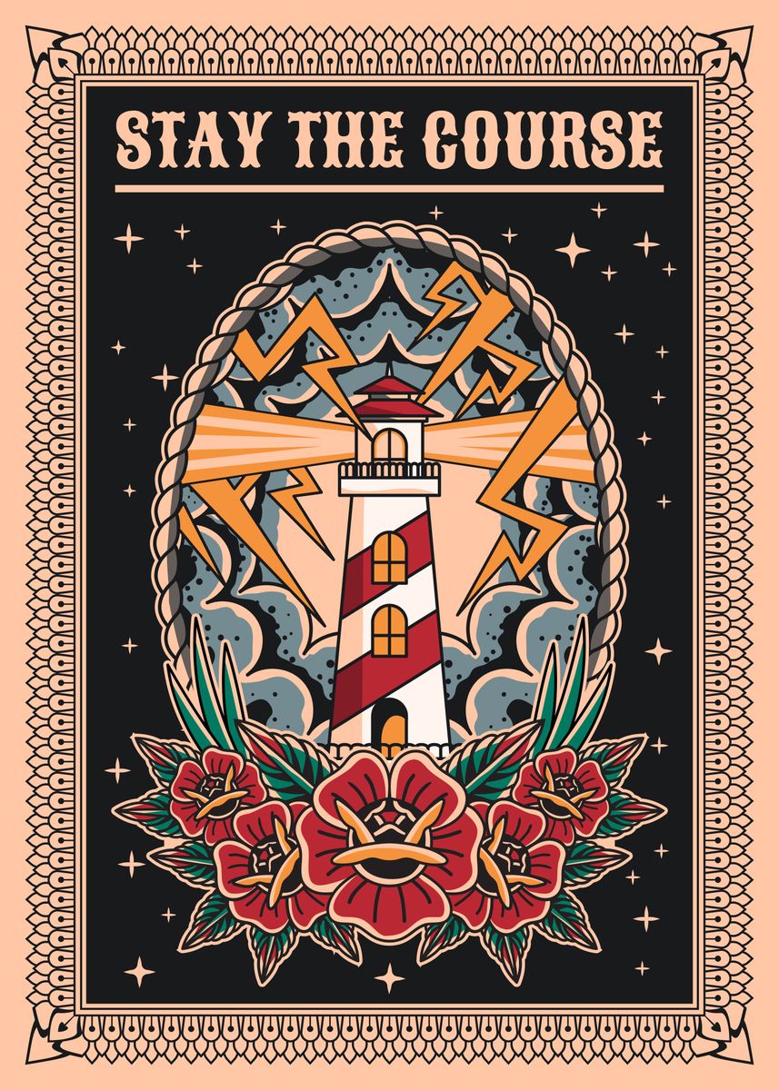 'Lighthouse Tattoo Flash' Poster, picture, metal print, paint by taofik ...