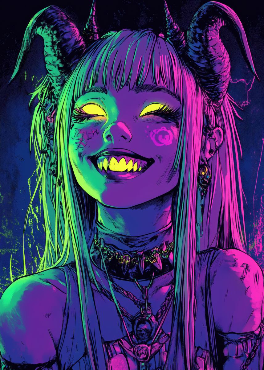 'Neon Demon Girl' Poster, picture, metal print, paint by Design Splash ...