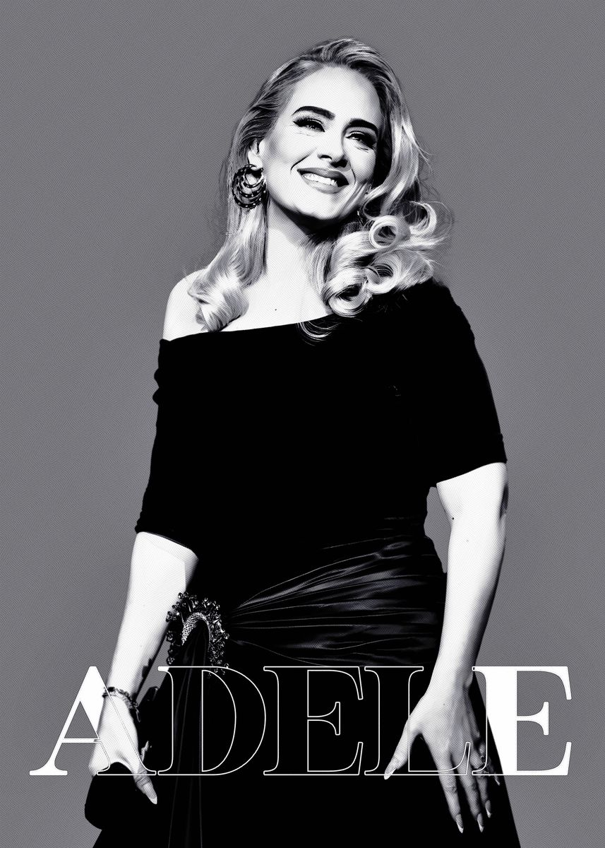 'Adele BW' Poster, picture, metal print, paint by Rose Art | Displate