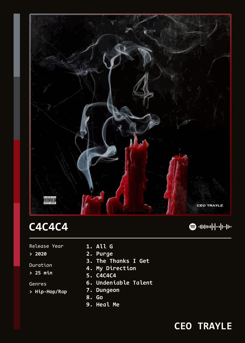 'C4C4C4 (2020) Album by CEO Trayle' Poster, picture, metal print, paint ...