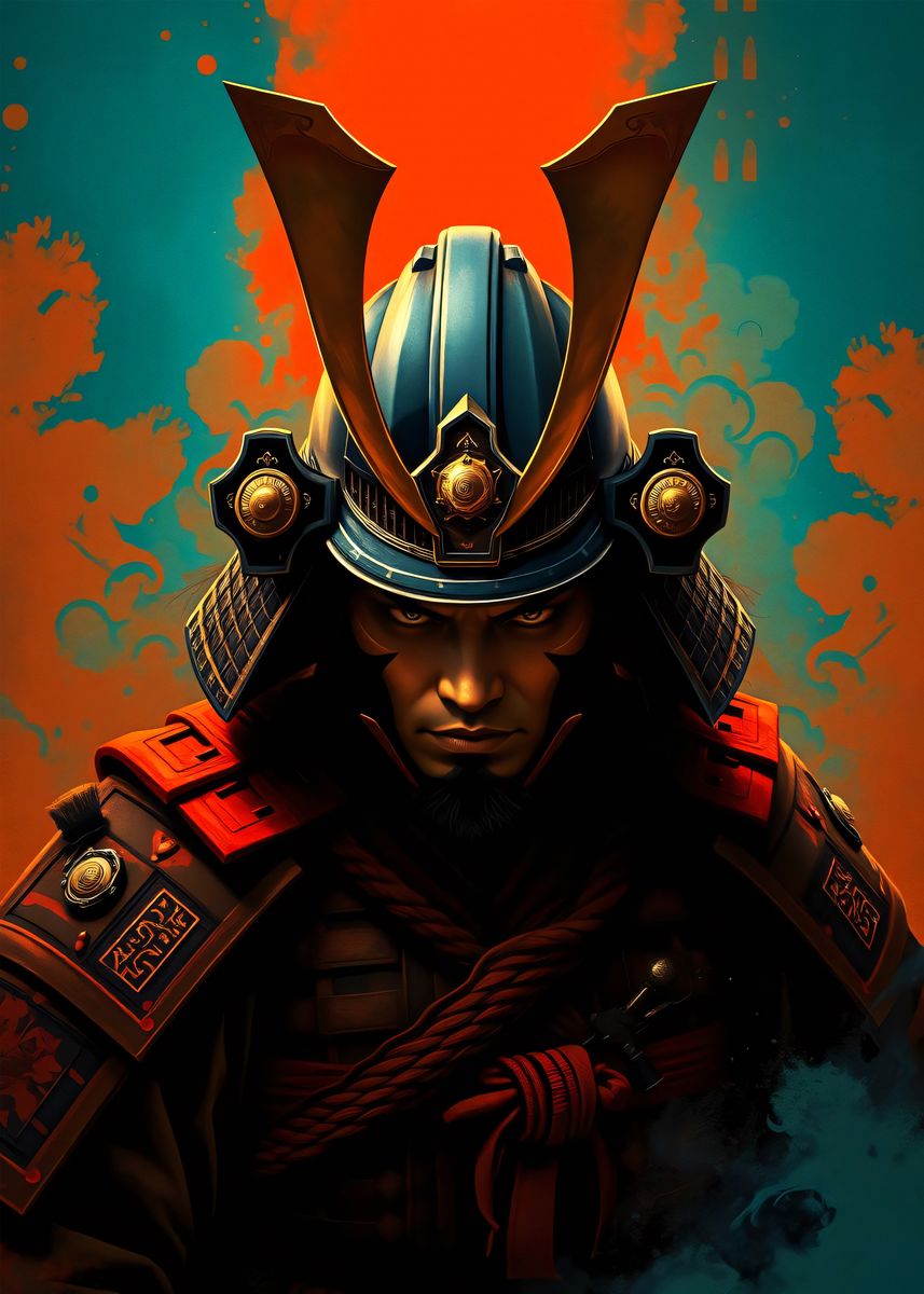 'Samurai Warrior Portrait' Poster, picture, metal print, paint by ...