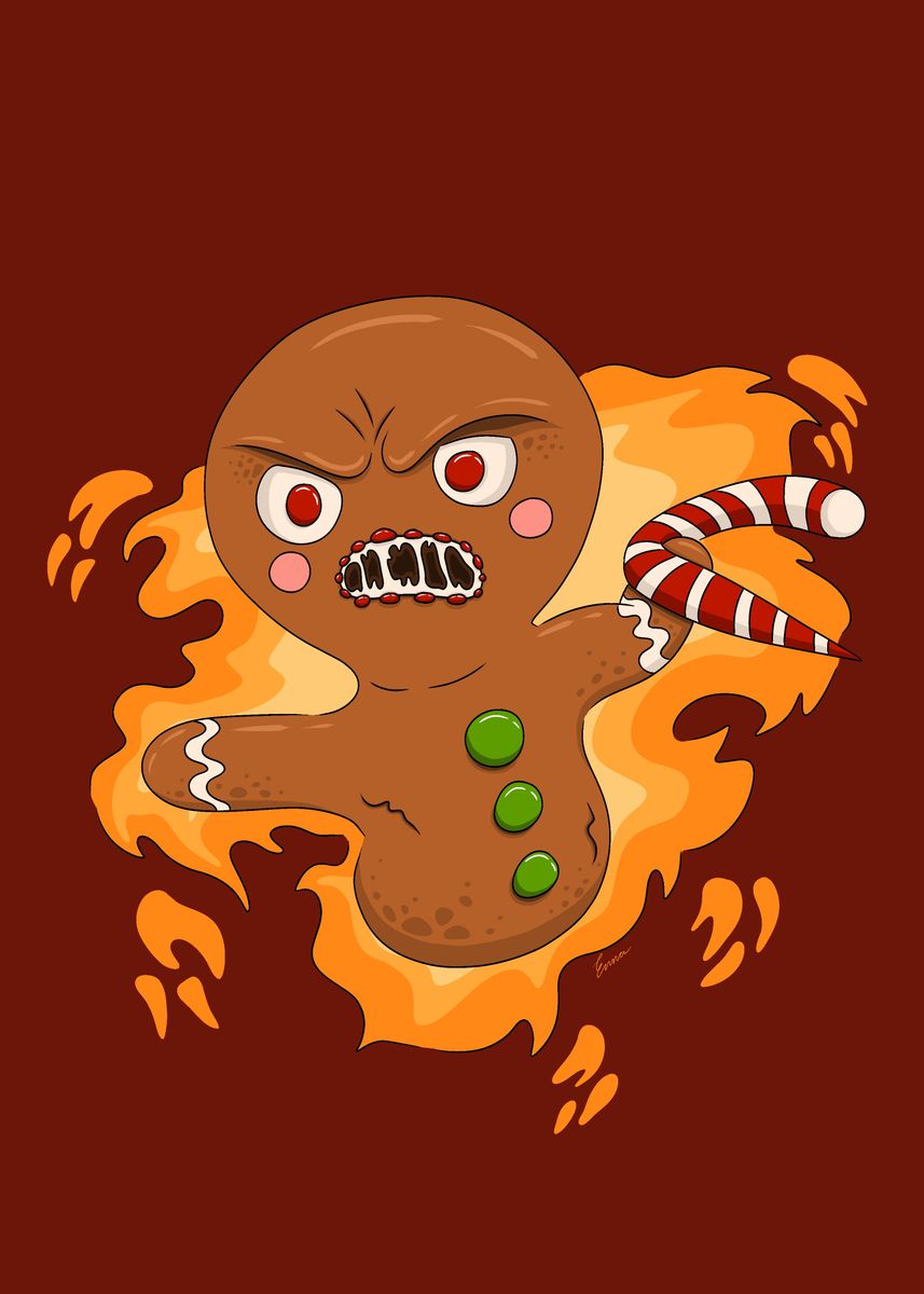 'Angry Gingerbread Man' Poster, picture, metal print, paint by Anne ...