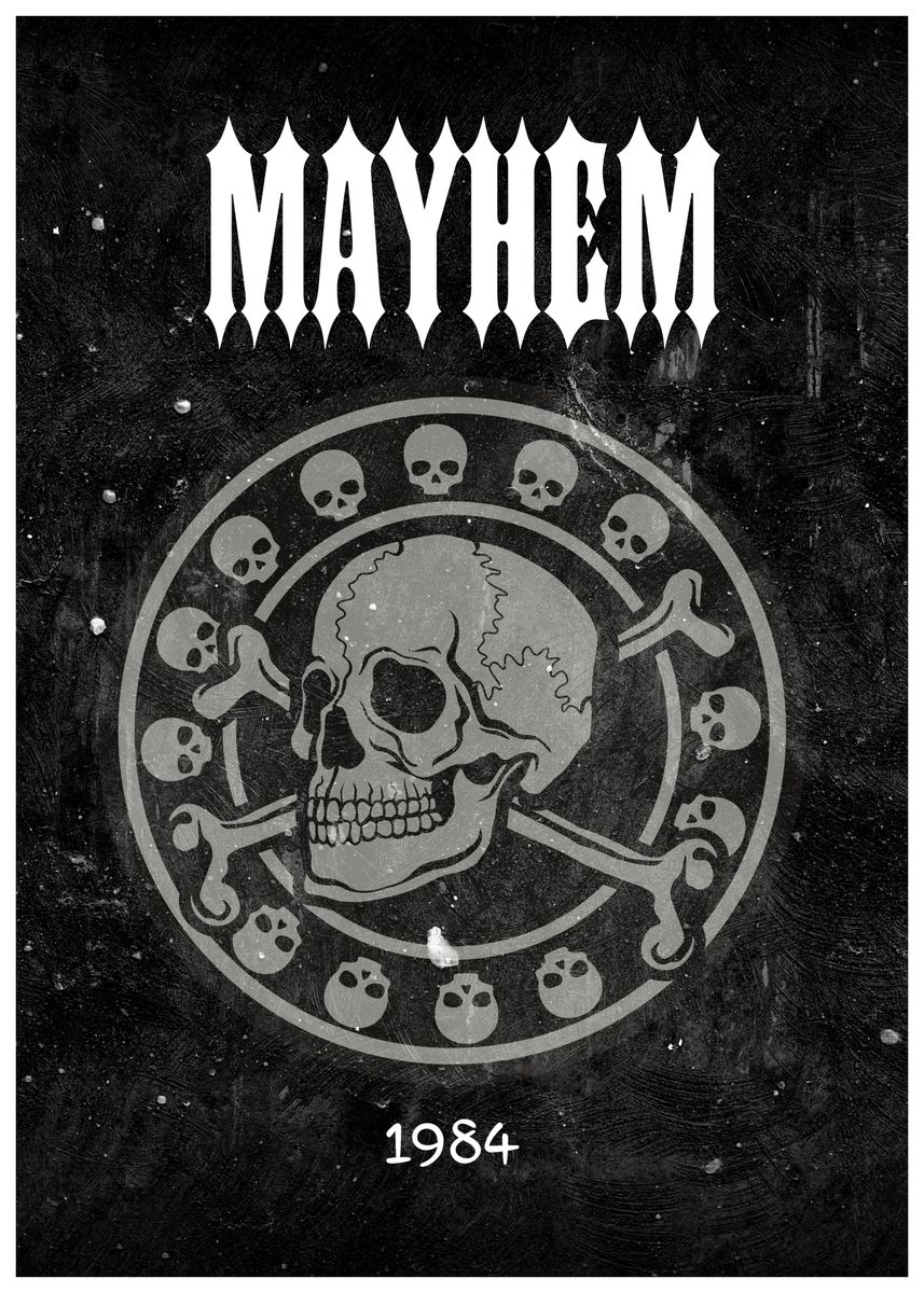'Mayhem Skull Poster' Poster, picture, metal print, paint by BaksoBulat ...
