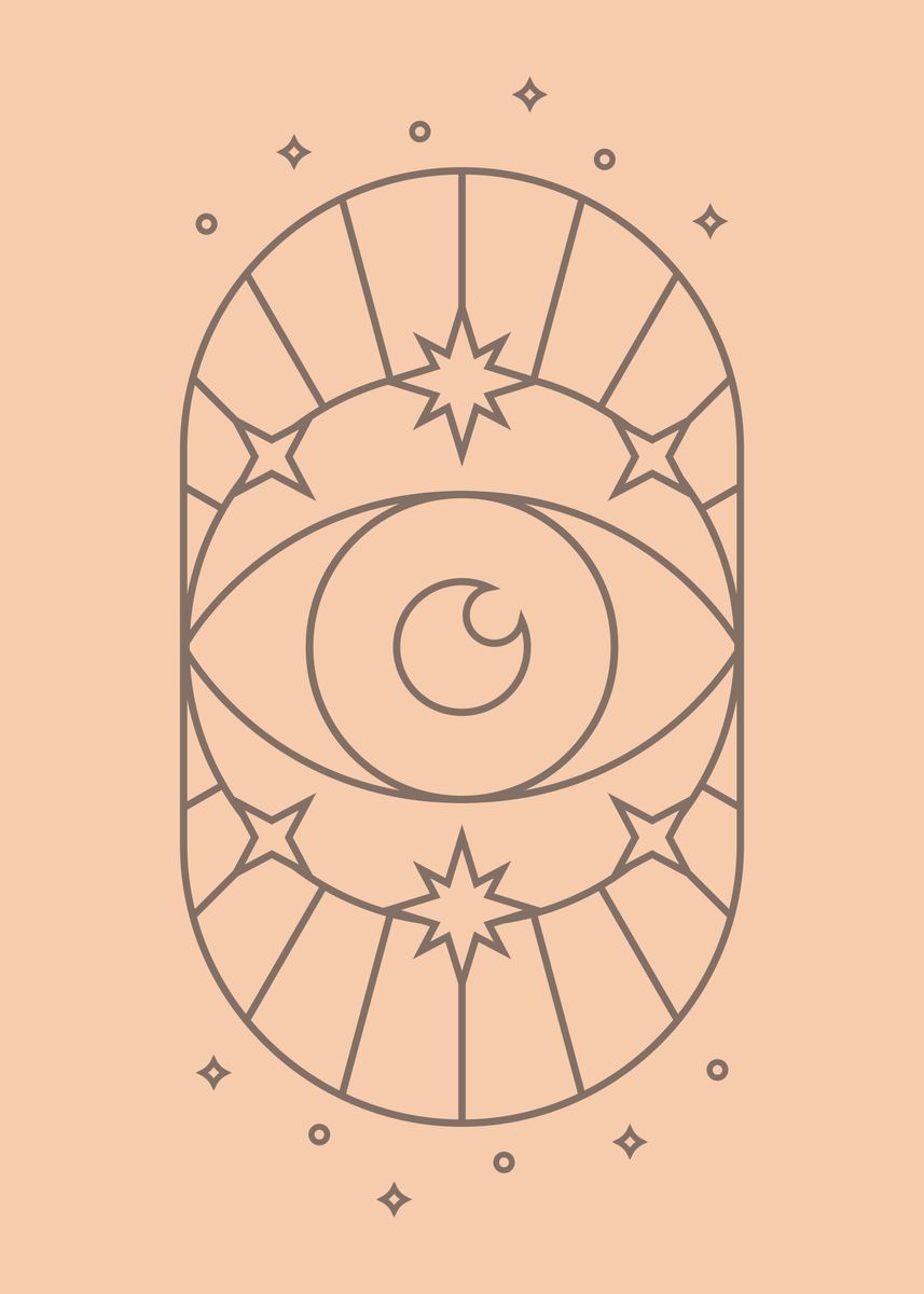 'All-Seeing Eye with Stars Brown' Poster, picture, metal print, paint ...
