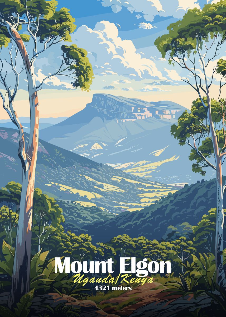 'Mount Elgon Landscape' Poster, picture, metal print, paint by Mason ...