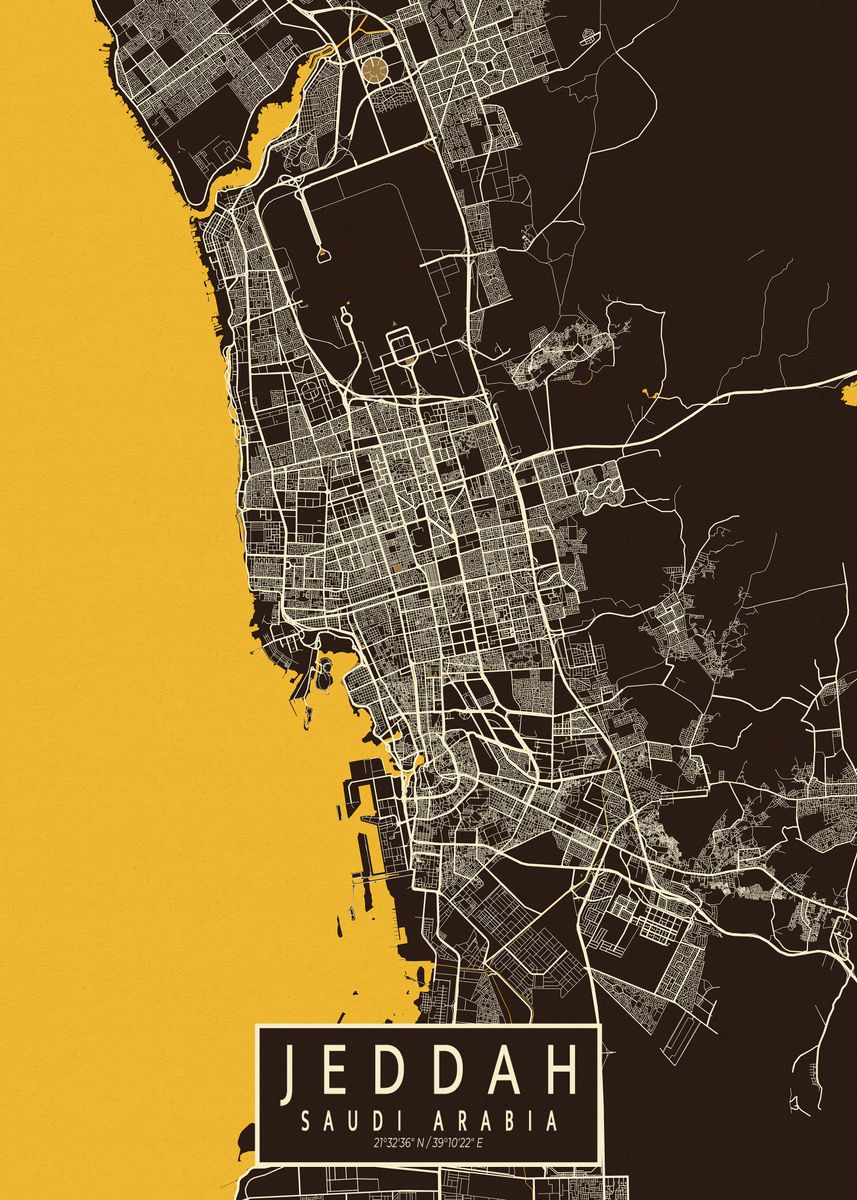 'Jeddah City Map Saudi Arabia Pastel' Poster, picture, metal print ...