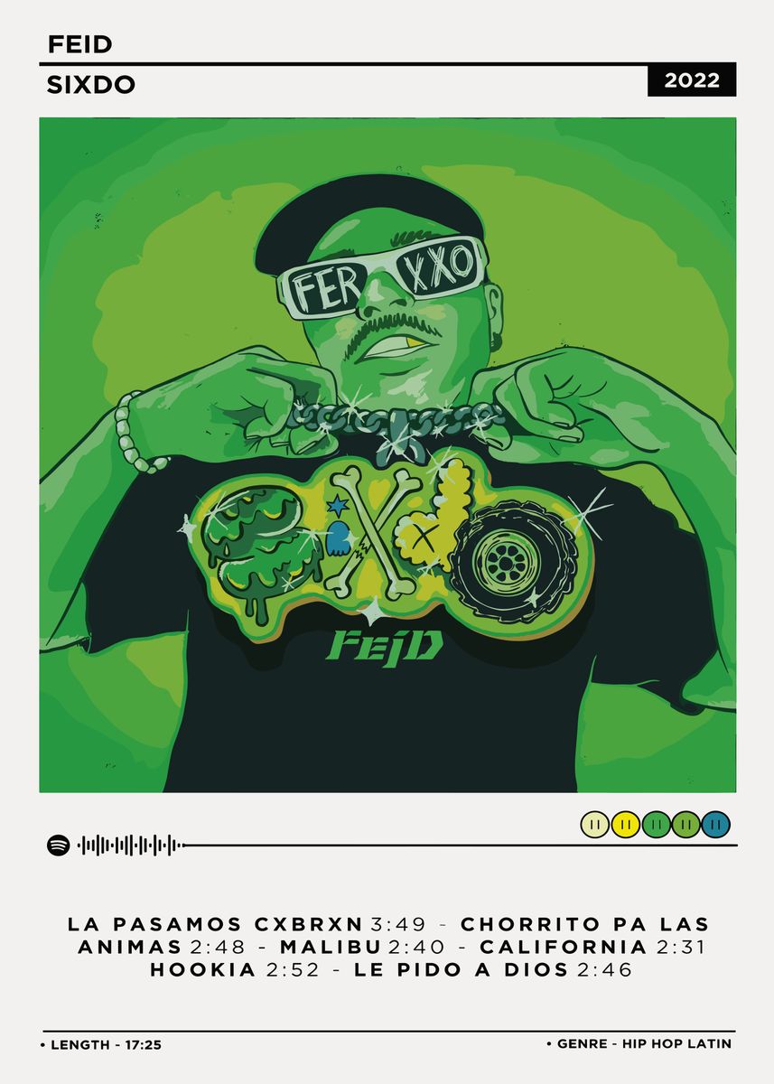 'Feid SIXDO' Poster, picture, metal print, paint by LOCKET | Displate