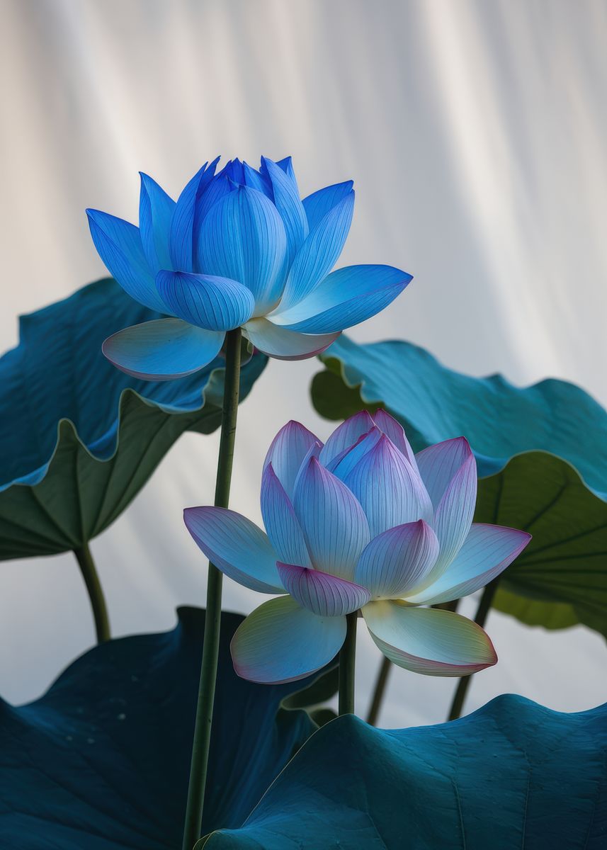 'Blue Lotus Flowers' Poster, picture, metal print, paint by DecoyDesign ...